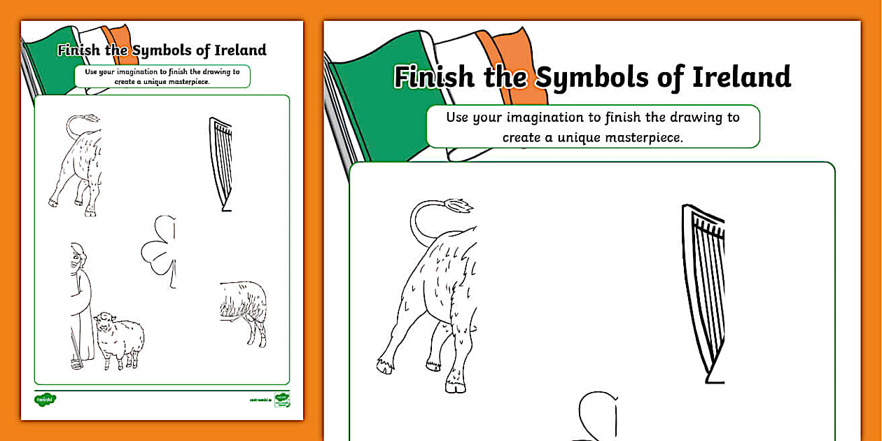 Finish the Symbols of Ireland Worksheet - Twinkl