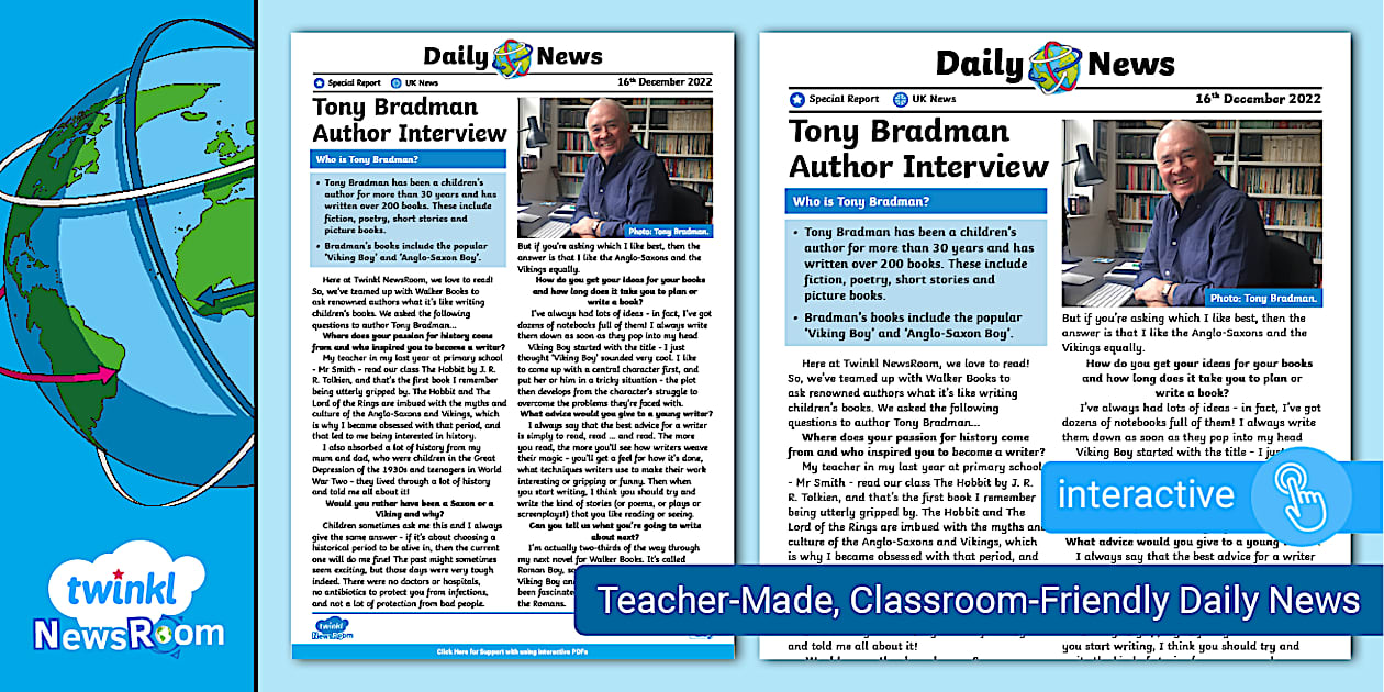 Tony Bradman News | Twinkl Resources