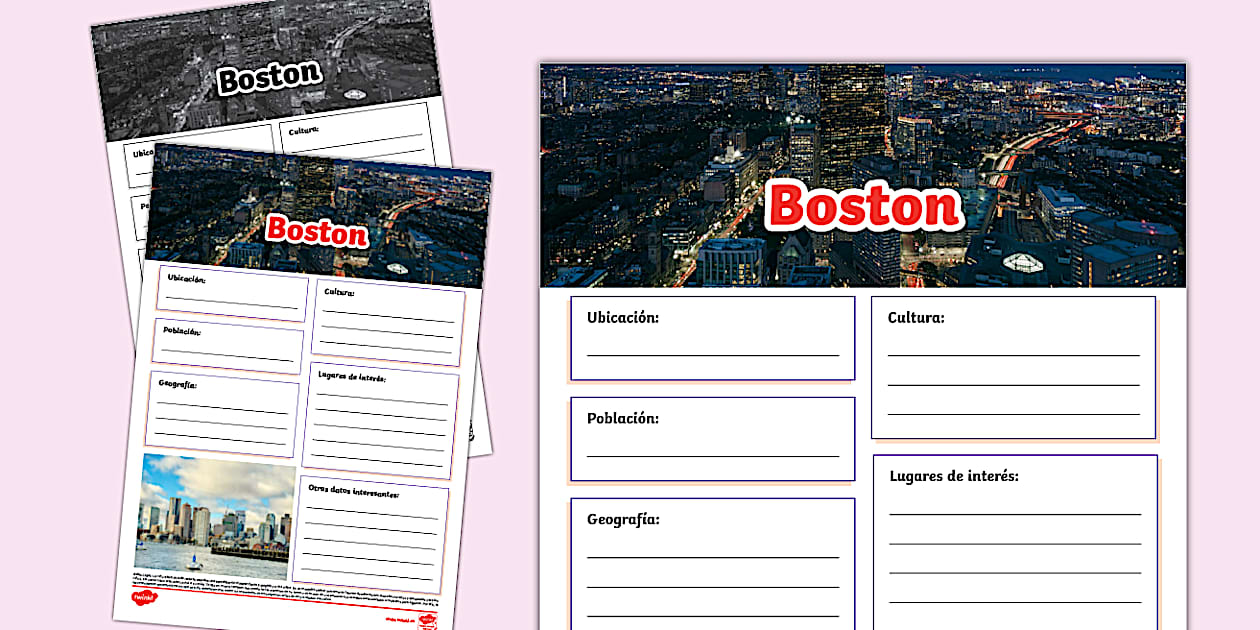 Ficha de investigación: Todo sobre Boston - Twinkl