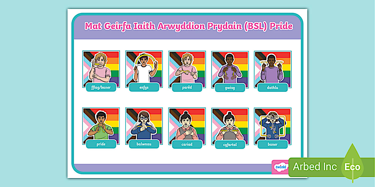 Mat Geirfa Iaith Arwyddion Prydain (BSL) Pride - Twinkl