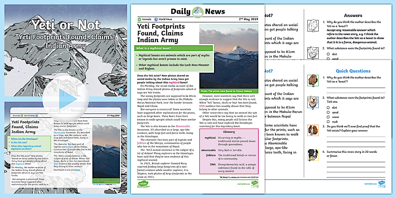 Real-Life Yeti Footprints Reading Comprehension | NewsRoom