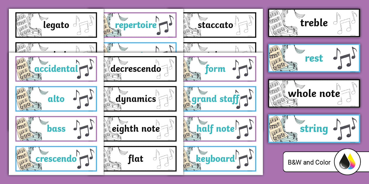 Tier 3 Music Vocabulary Word Cards for 3rd-5th Grade