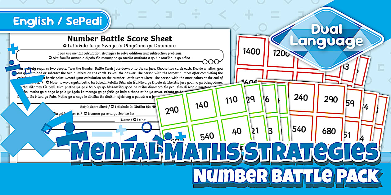 Grade 5 Mental Maths Strategies Number Battle Pack- Sepedi