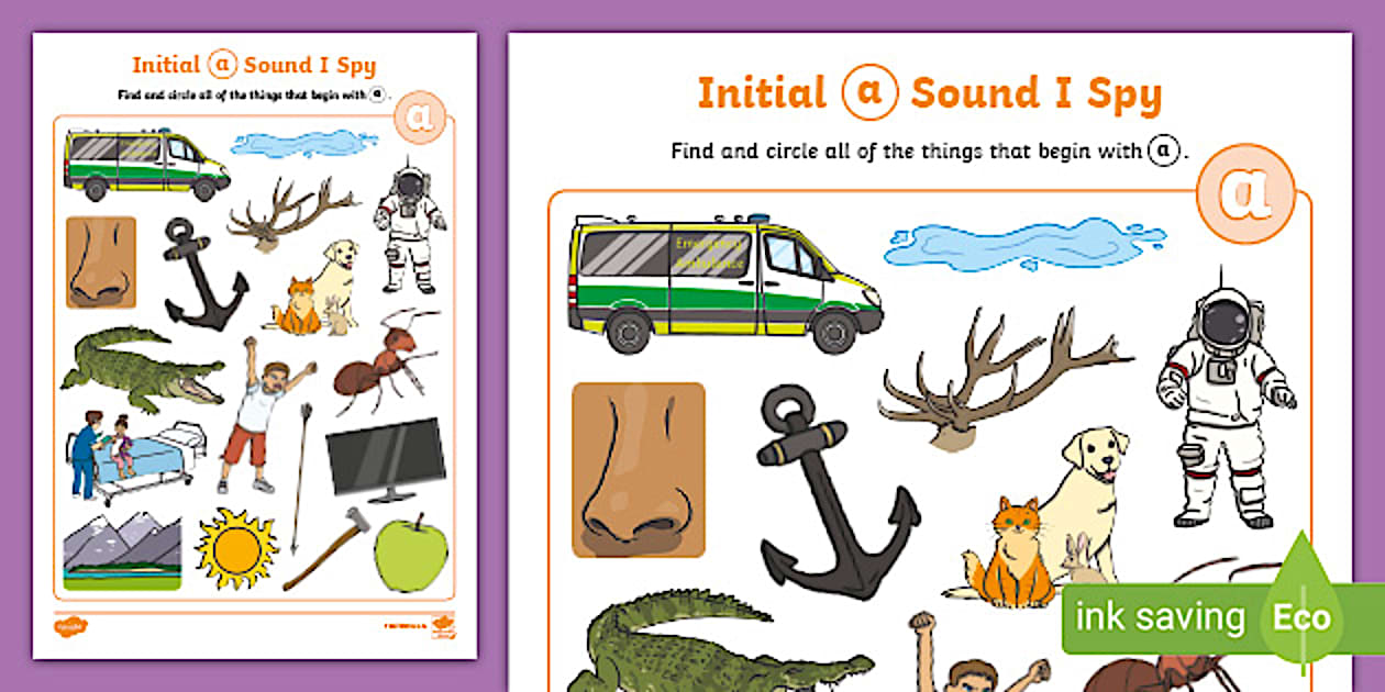 Editable Initial Sounds I Spy Activity: Letter a - Twinkl