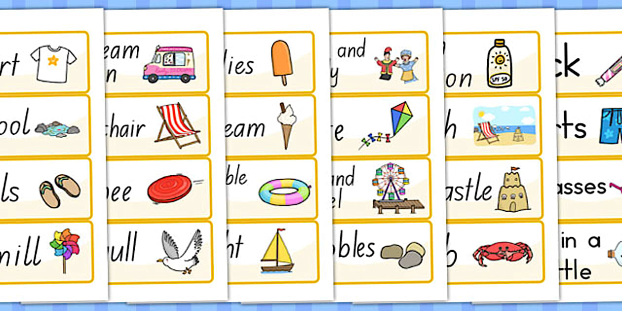 Seaside Word Cards (teacher made) - Twinkl