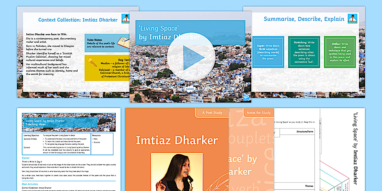 GCSE Poetry Lesson Pack to Support Teaching On 'Living Space' by Imtiaz