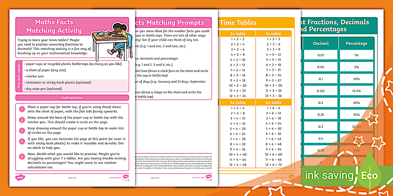 Maths Facts Matching Activity (teacher made) - Twinkl