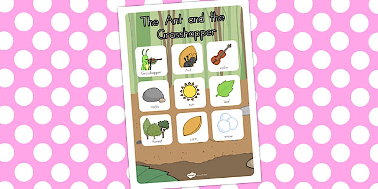 The Ant and the Grasshopper Vocabulary Poster