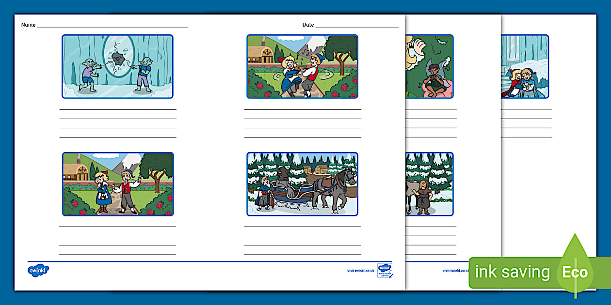 Black and White The Snow Queen Storyboard Template - Twinkl