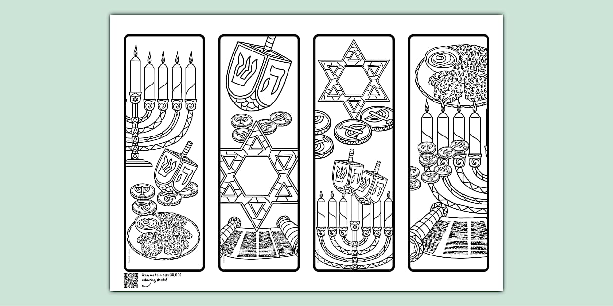 Hanukkah Colouring Bookmarks - Twinkl Bookmarks - Twinkl