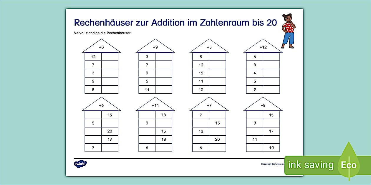 Rechenhäuser zur Addition im Zahlenraum bis 20 I Mathematik