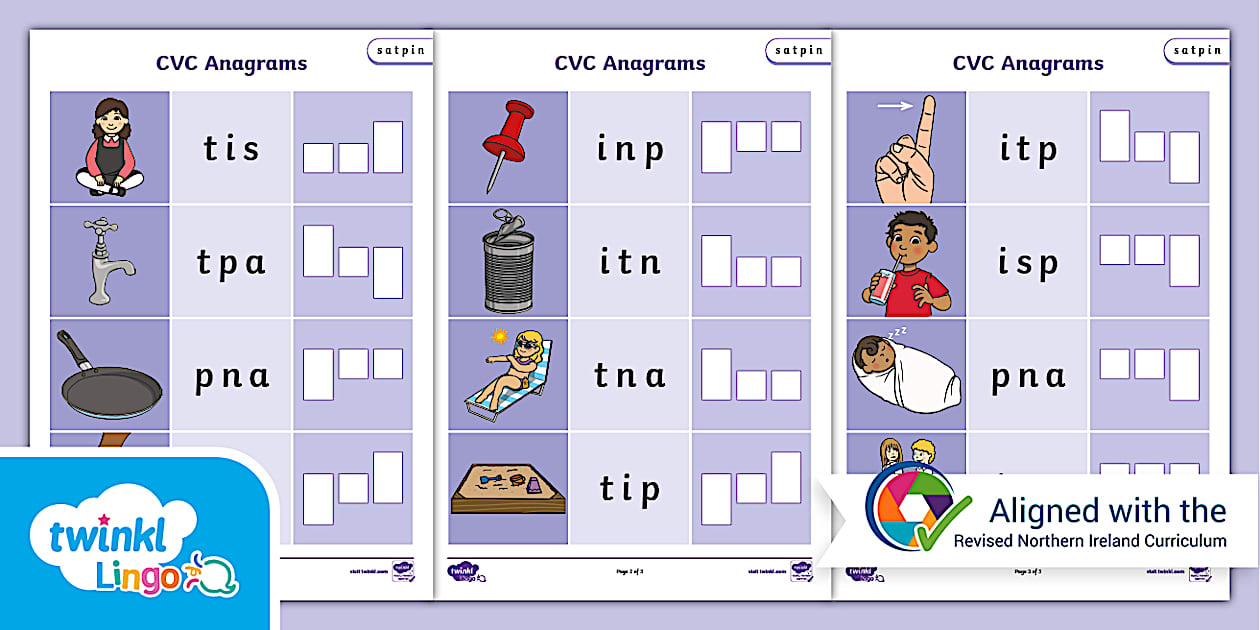 SATPIN CVC Anagrams (teacher made) - Twinkl