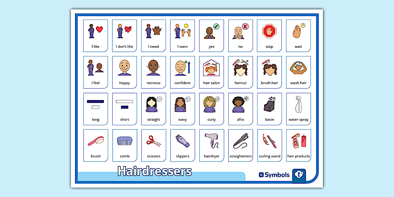Twinkl Symbols: Older Learners: Hairdresser AAC Mat - Twinkl