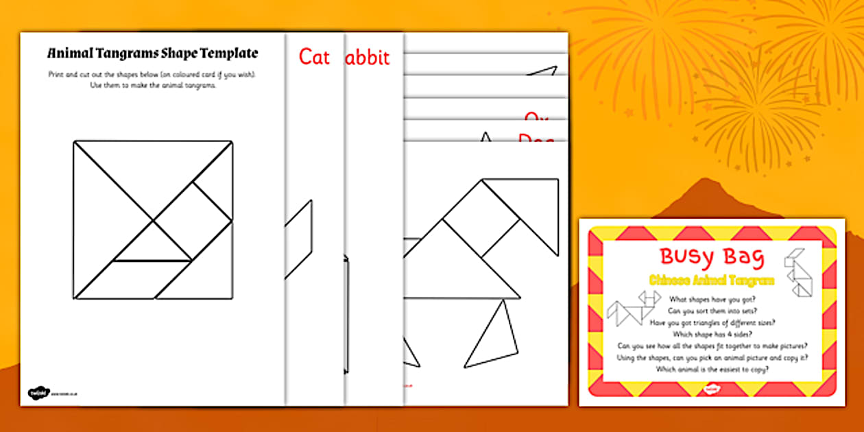 Chinese Animal Tangram Busy Bag Prompt Card and Resource Pack