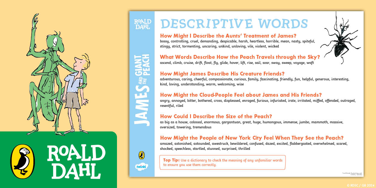 FREE! - James and the Giant Peach: Descriptive Word Mat