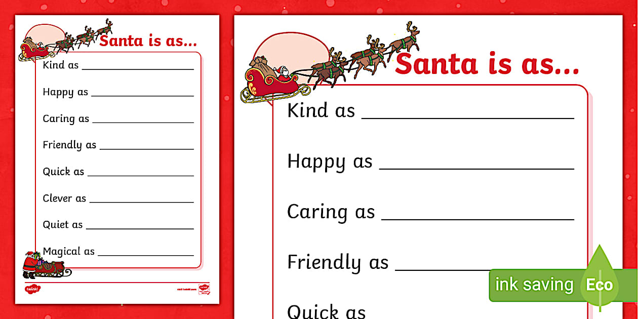 Santa Simile Poem Template (teacher made) - Twinkl