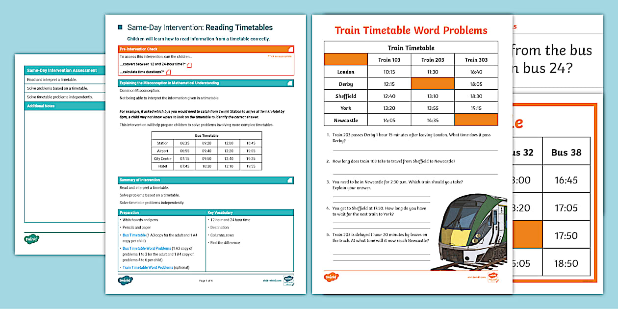 👉 Year 5 Maths Same-Day Intervention Plan: Reading Timetables