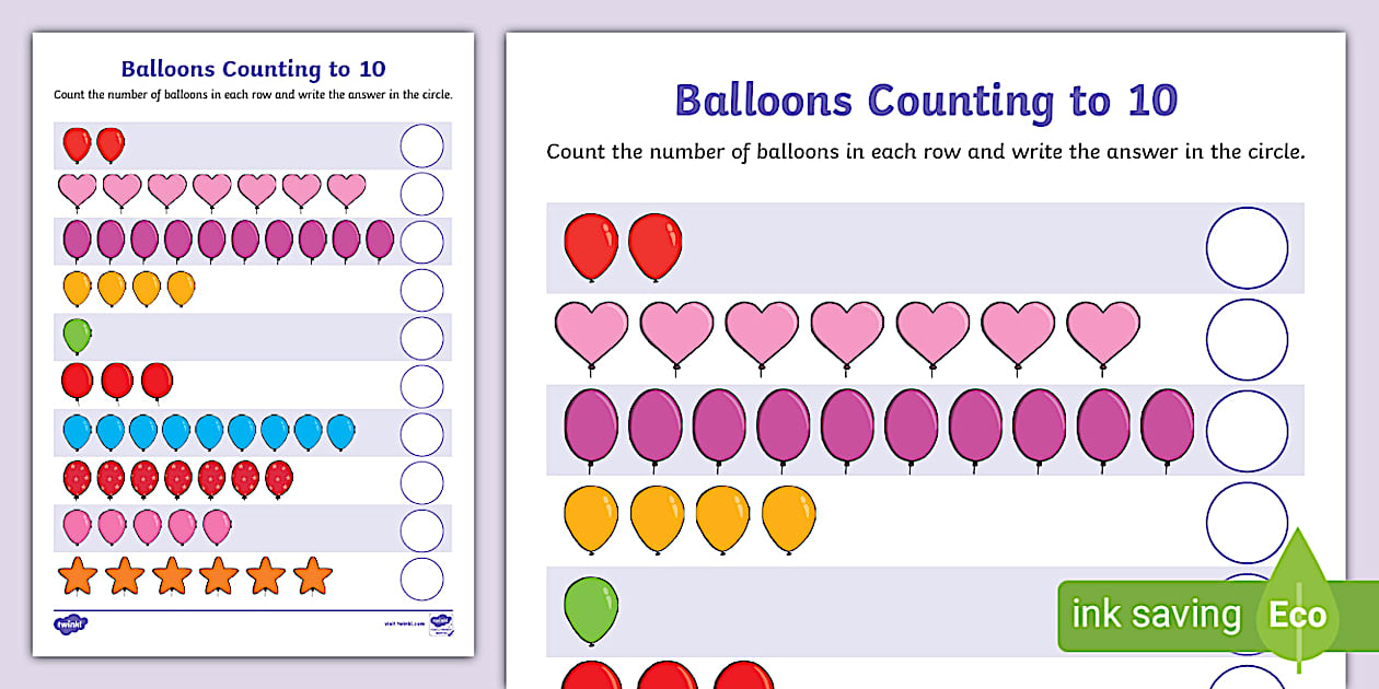 👉 Balloon Counting to 10 Activity Sheet (Teacher-Made)