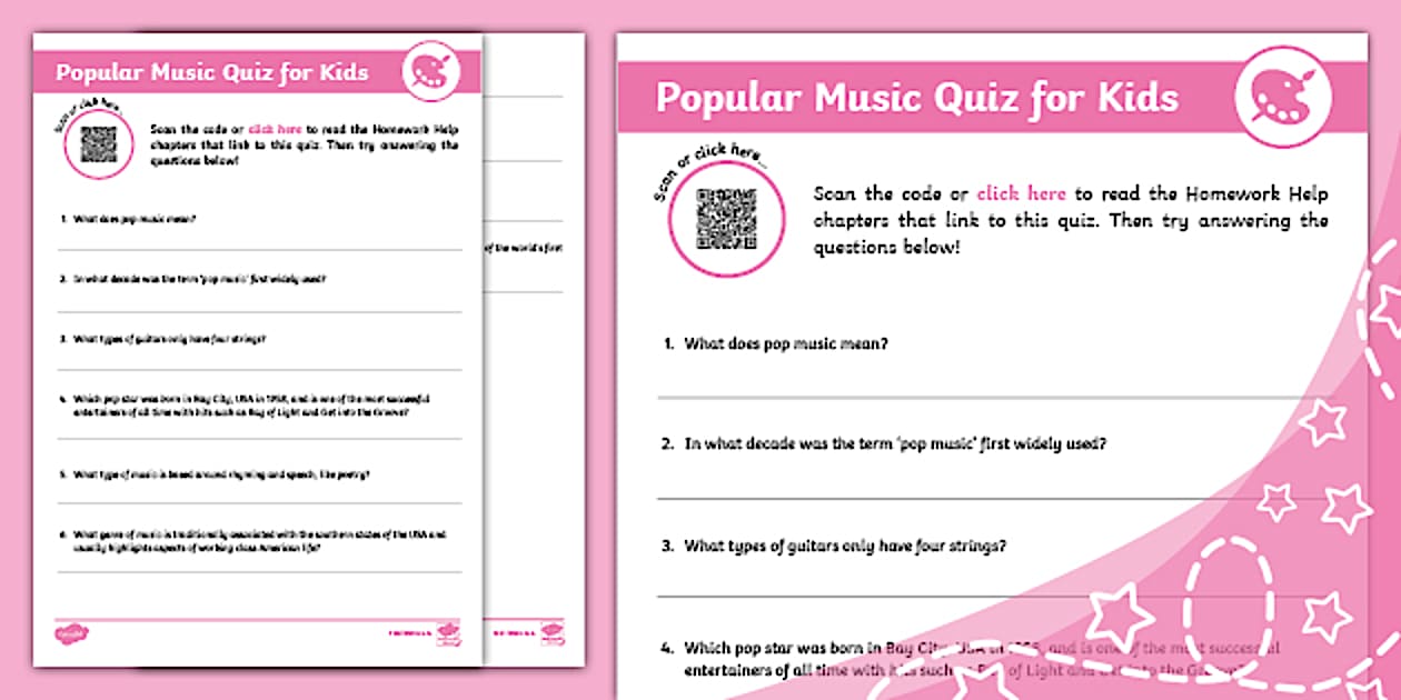 👉 Pop Music Quiz KS2 | Printable Popular Music Quiz Questions