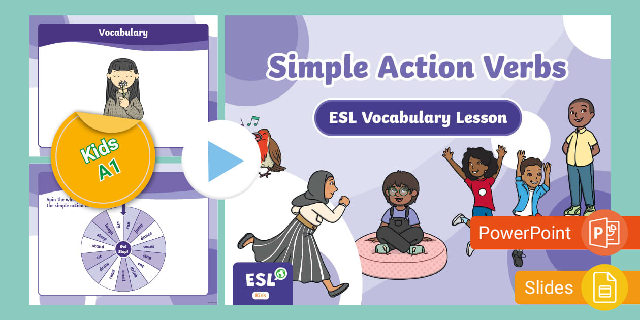 ESL Simple Action Verbs Lesson [Kids, A1] (Lehrer gemacht)