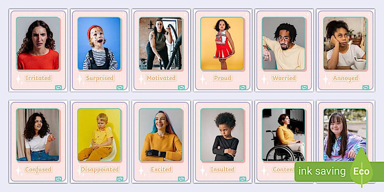 Emotions Vocabulary Photo Cards (teacher made) - Twinkl