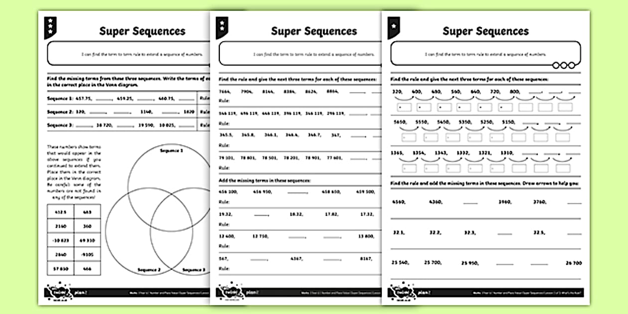Primary Resources - Sequences Worksheets - Maths Resources
