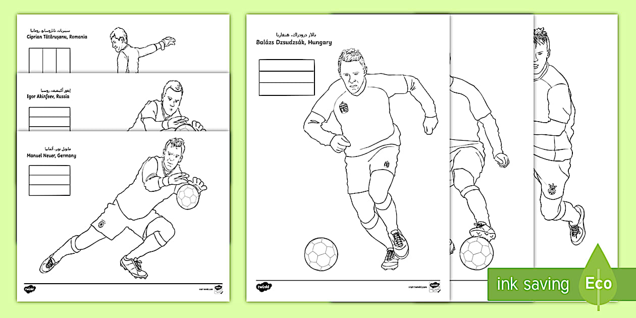 International Footballers Colouring Pages Arabic/English
