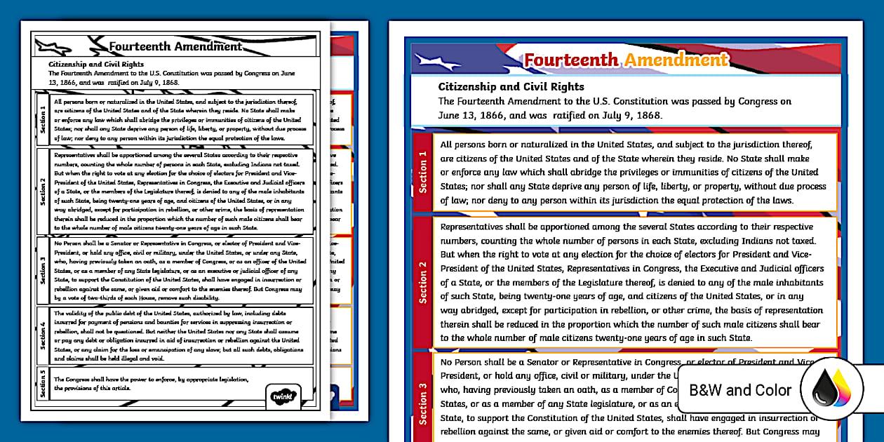 Fourteenth Amendment of the U.S. Constitution Poster