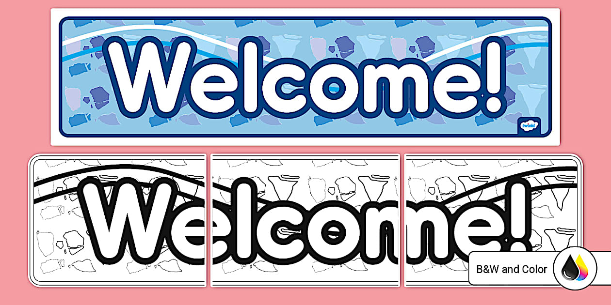 Blue Monochrome Terrazzo Theme Classroom Welcome Banner