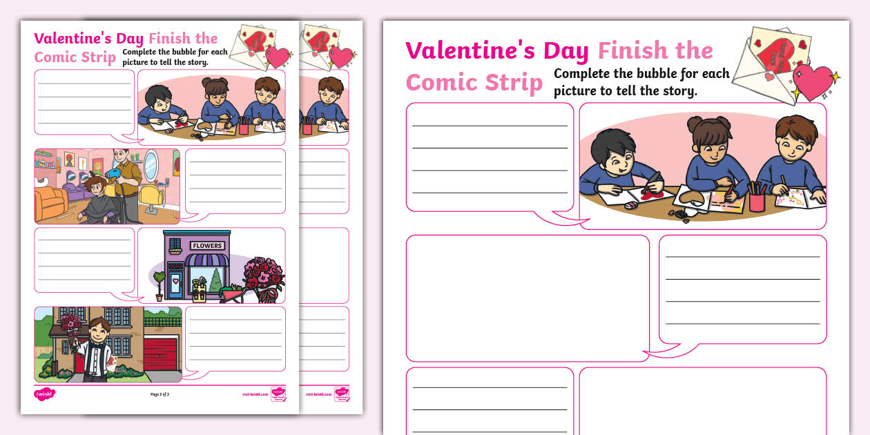 Valentine's Day Finish the Comic Strip (teacher made)