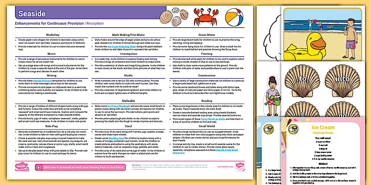 EYFS Seaside Continuous Provision Planning Pack - Reception