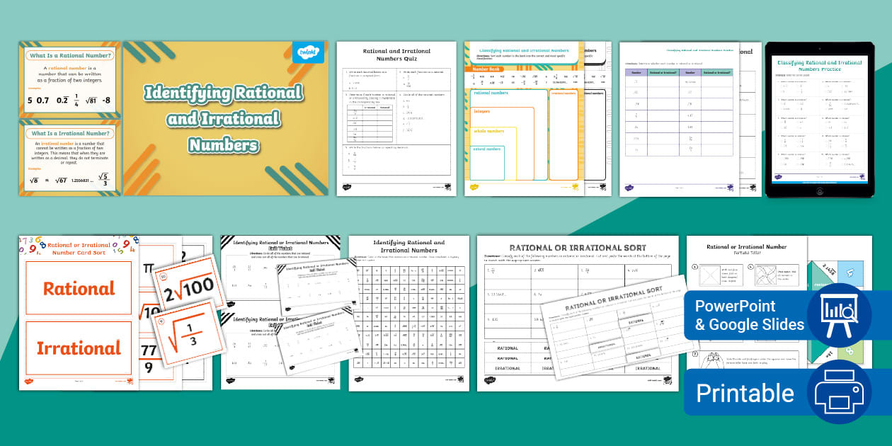 Eighth Grade Identifying Rational and Irrational Numbers Lesson Pack