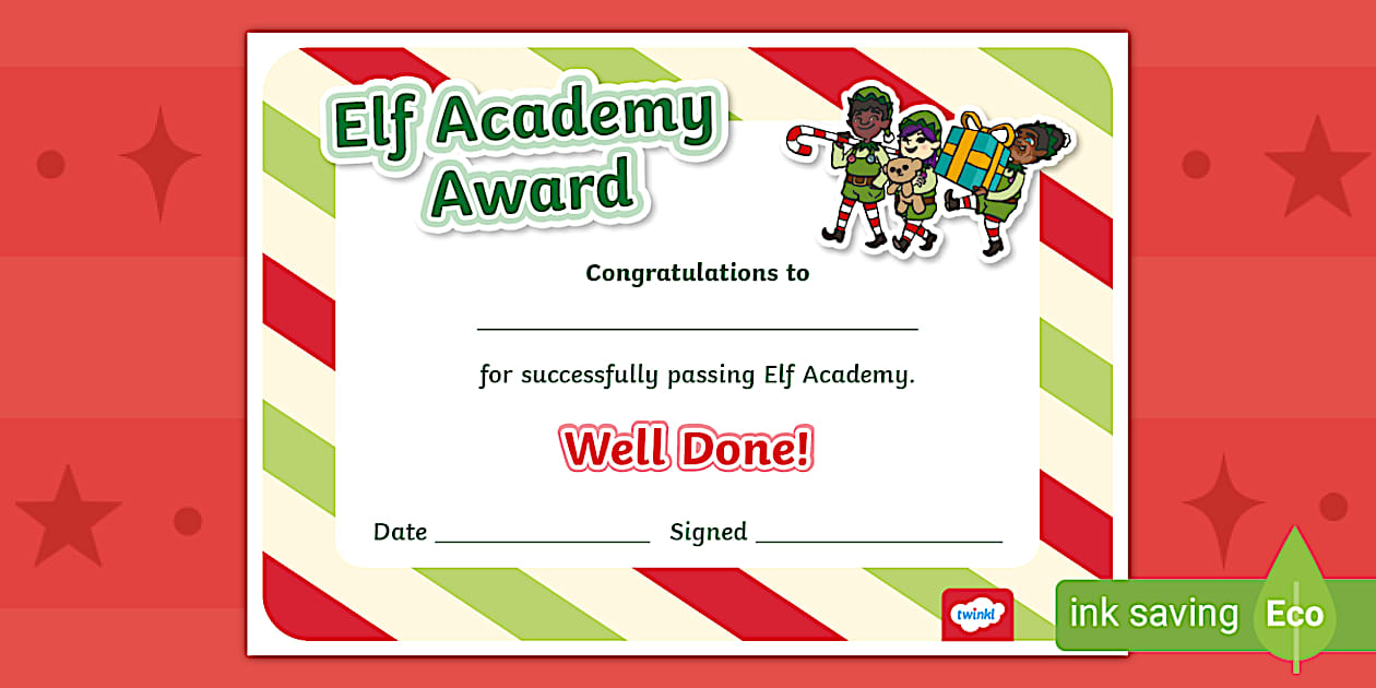 Elf Academy Certificate - Twinkl - KS1 (teacher made)