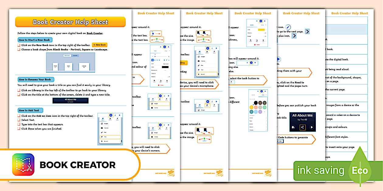 FREE! - Book Creator Help Sheet (teacher made) - Twinkl