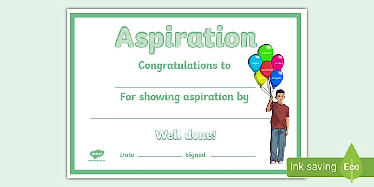 Aspiration Certificate - Twinkl