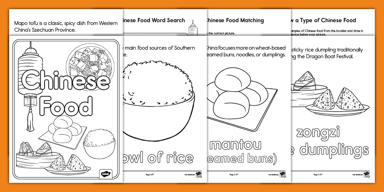 Chinese Food Activity Booklet for K-2nd Grade