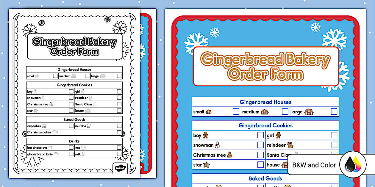 Gingerbread Bakery Dramatic Play Order Form (Teacher-Made)