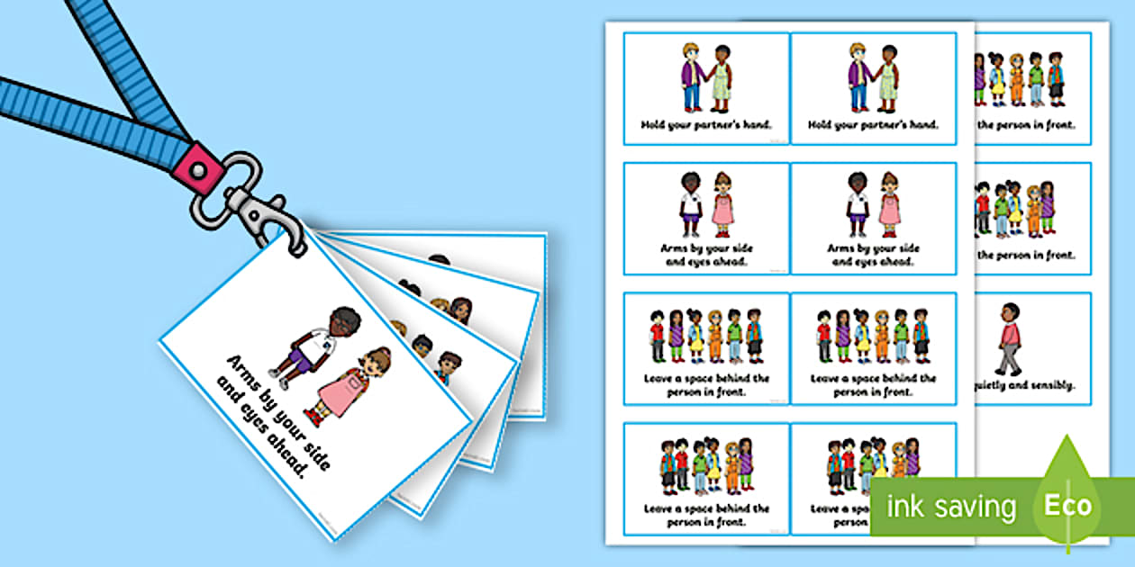Editable Lanyard Sized Good Lining Up Cards (teacher made)