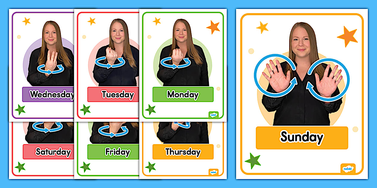 ASL Days of the Week Posters (teacher made) - Twinkl