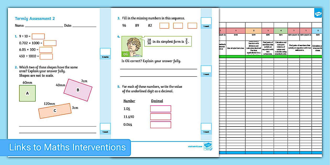 Year 6 Maths Assessment Pack Term 2 (teacher made) - Twinkl