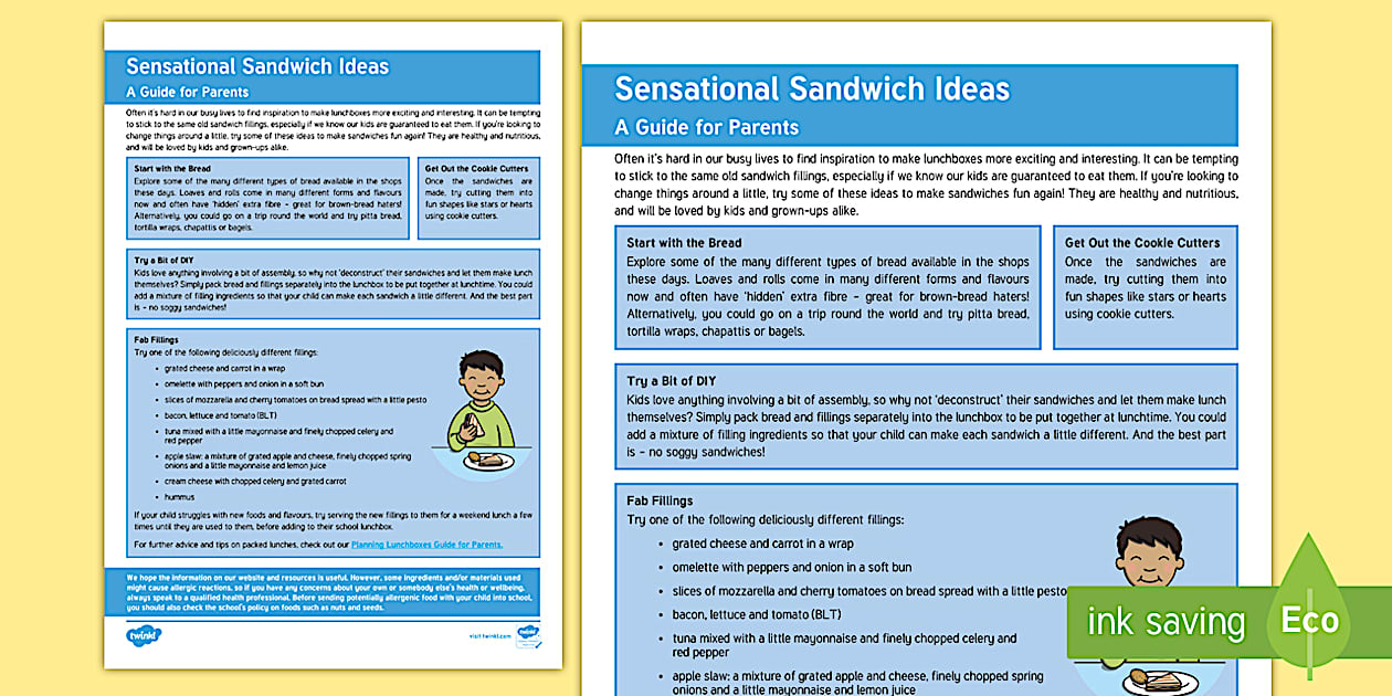 Sensational Sandwich Ideas Guide for Parents - Twinkl