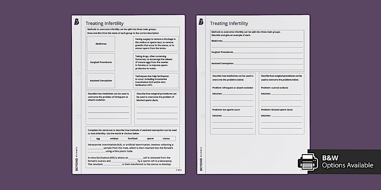 Treating Infertility Worksheet (teacher made) - Twinkl