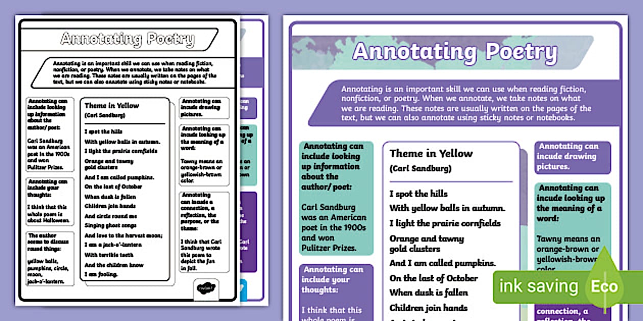 Annotating A Poem Examples | English Language | Twinkl USA