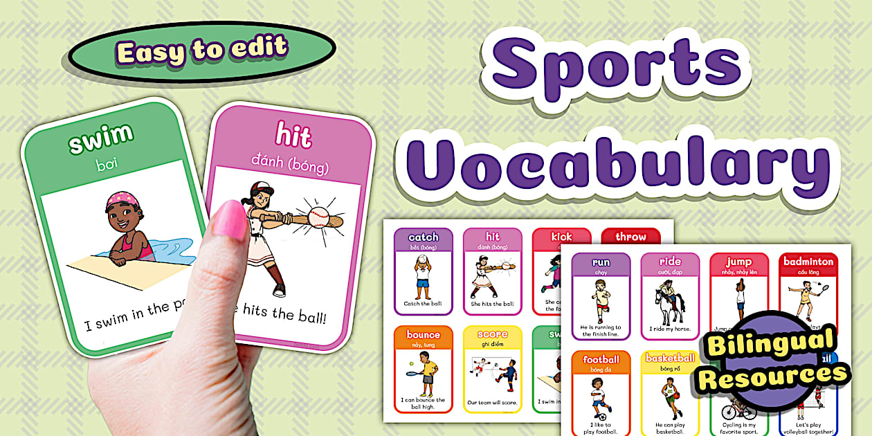 Thẻ Học Song Ngữ Từ Vựng Về Thể Thao | Sports Vocabulary Dual Language