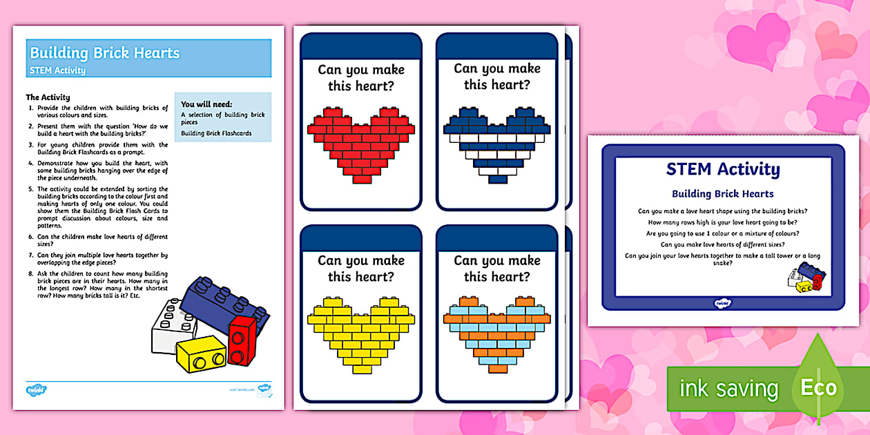 Building Brick Hearts STEM Activity (teacher made) - Twinkl