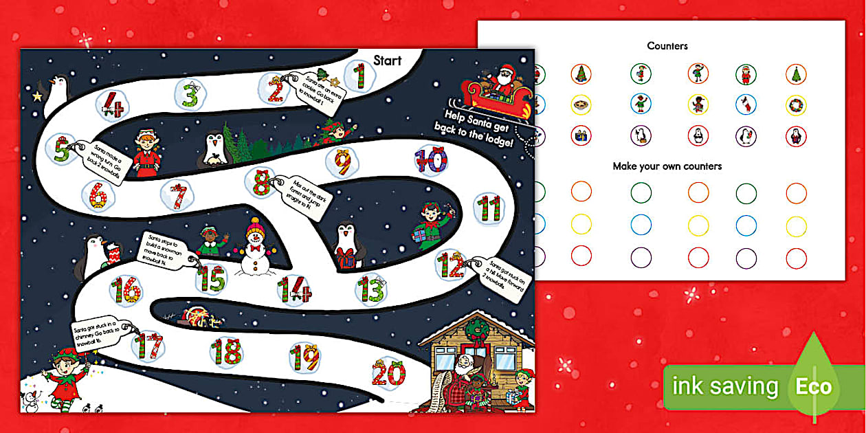Christmas Board Game Activity - Santa's Lodge (teacher made)