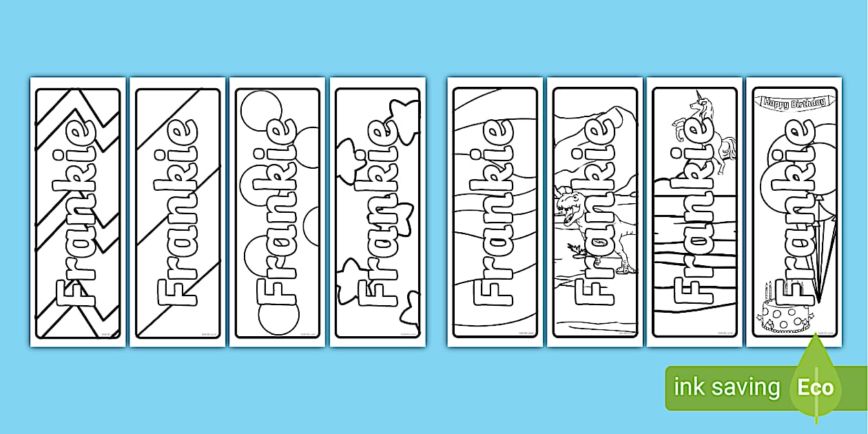 Frankie Name Simple Colouring Bookmarks | Twinkl | KS1