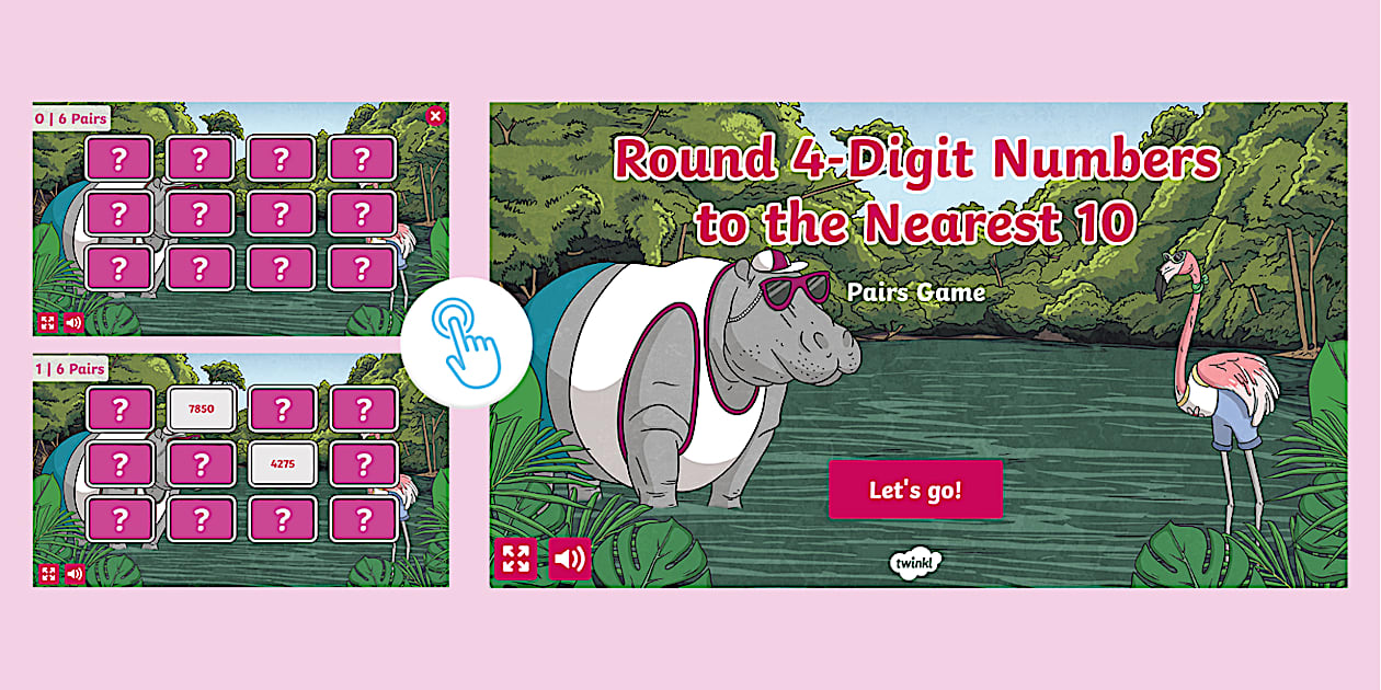 👉 Round 4-Digit Numbers to the Nearest 10 KS2 Pairs Game
