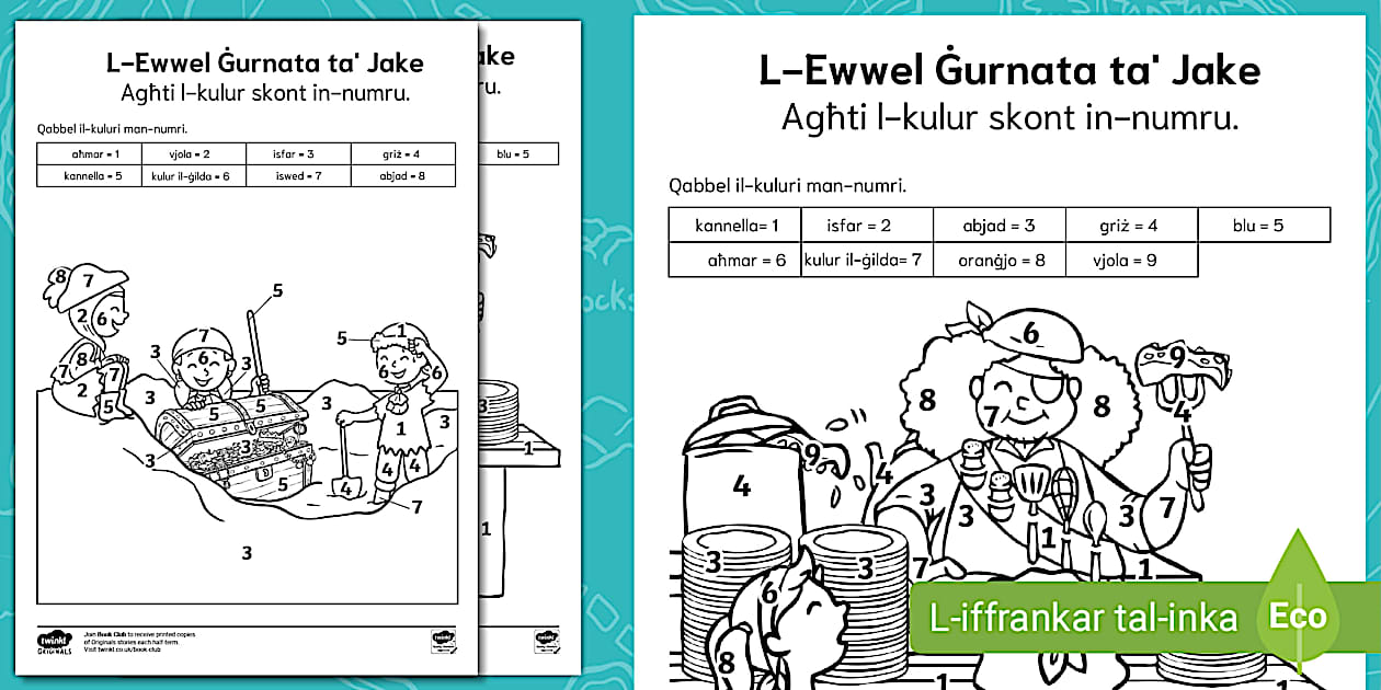 L-Ewwel Ġurnata ta' Jake: Agħti l-Kulur skont in-Numru