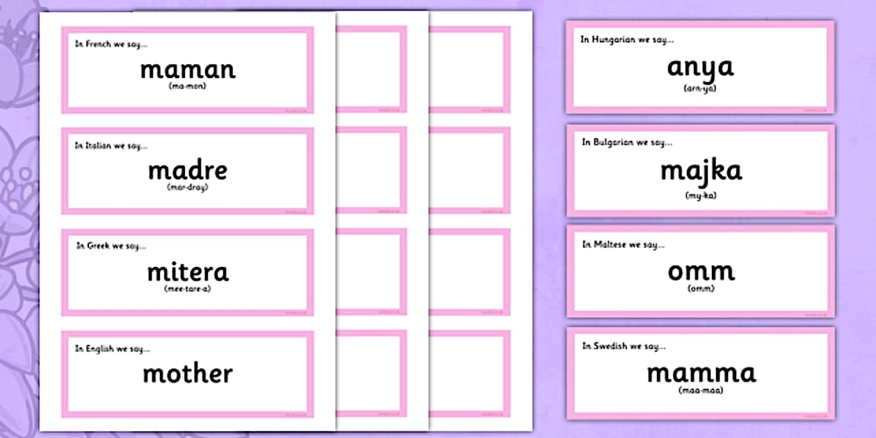 Mum in Different Languages Cards (Teacher-Made) - Twinkl